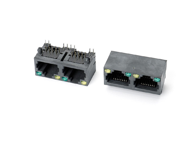 RJ45-8P8C 1x2 Jack with LED (no transformer) manufacturer & supplier ...