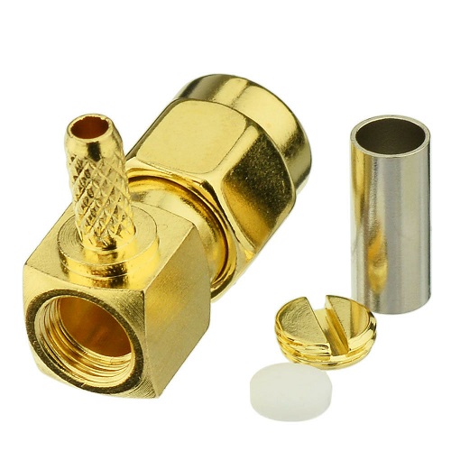 SMA Cable Connector Right Angle (Plug, Male,50Ω) RG-174, RG-188, RG-316 ...