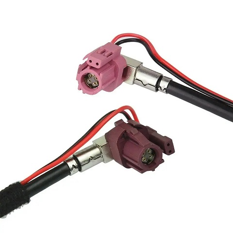 HSD FAKRA connector jack,right angle spring pin for crimping 4+2 pins ...