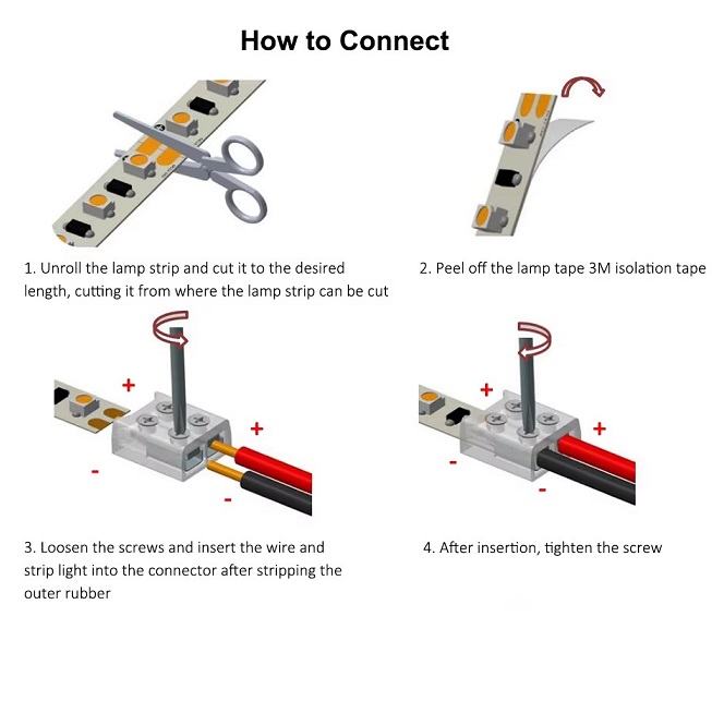 LED tape connectors,LED strip to wire,Compatible Strip Width 8mm,10mm ...
